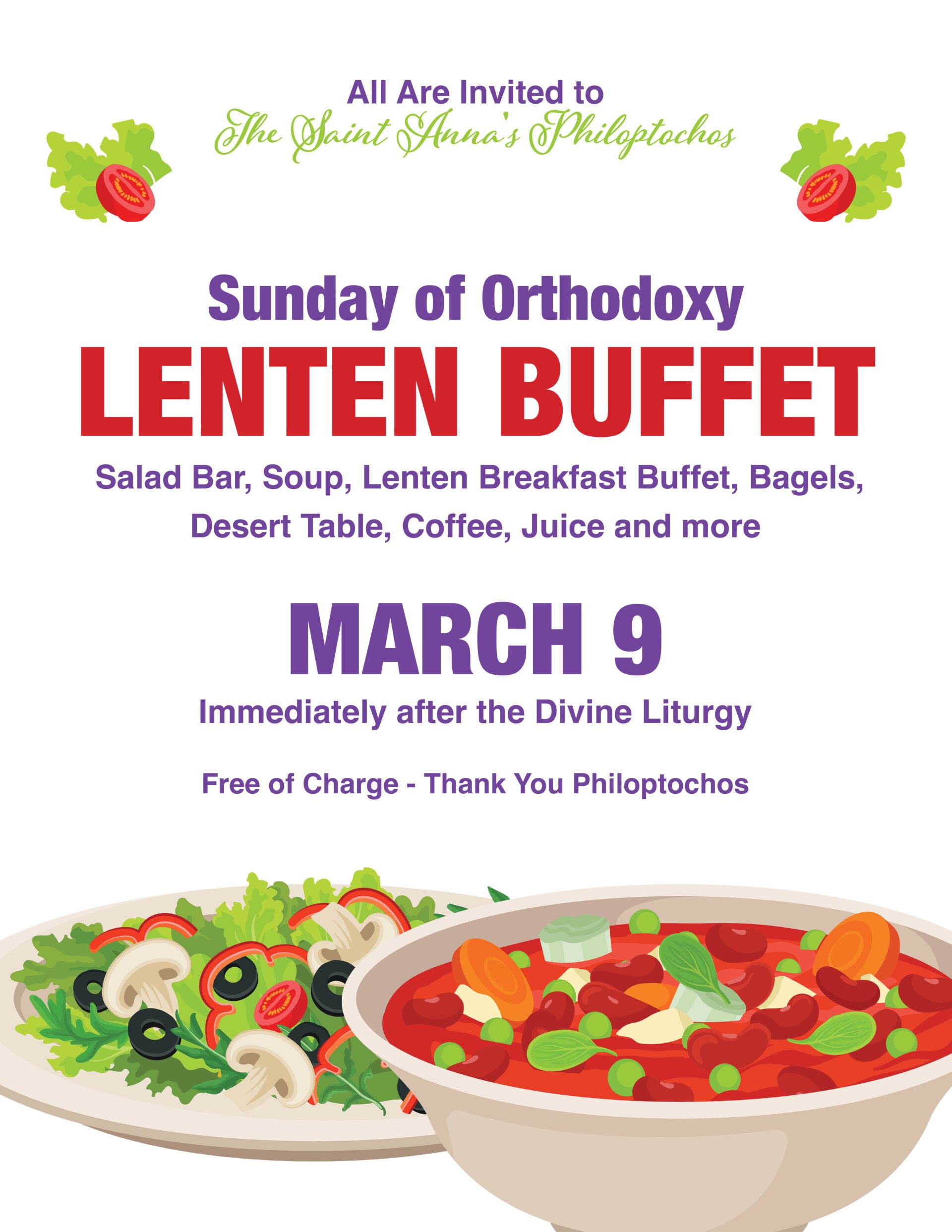 Sunday of Orthodoxy & Lenten Buffet - Dormition of the Virgin Mary ...
