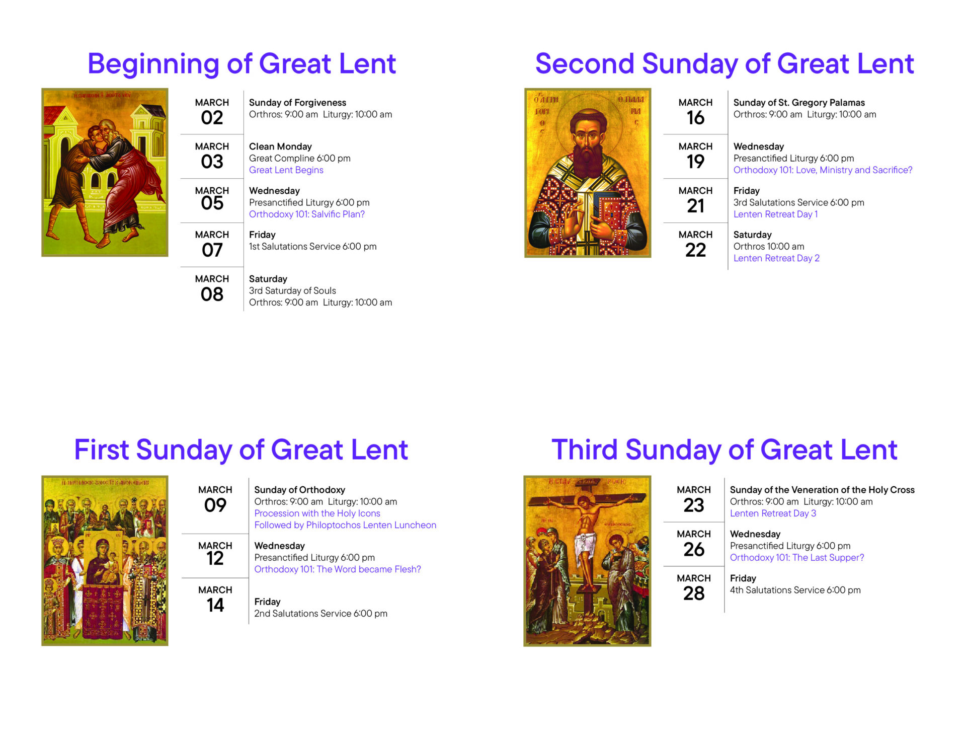 2025 Great Lent Schedule & Fasting Guidelines - Dormition of the Virgin ...
