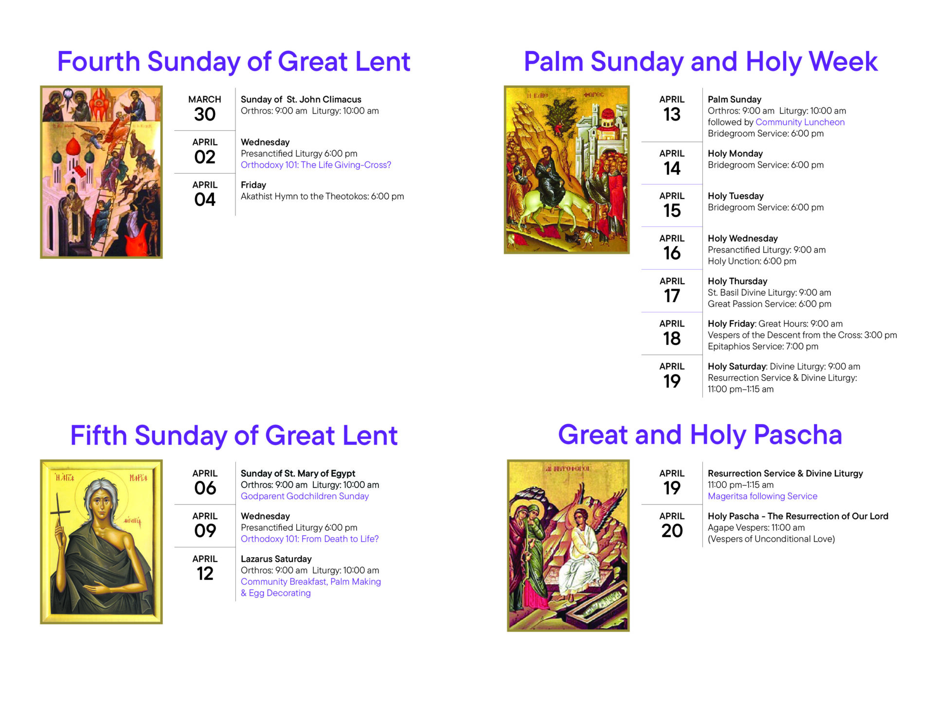2025 Great Lent Schedule & Fasting Guidelines - Dormition of the Virgin ...