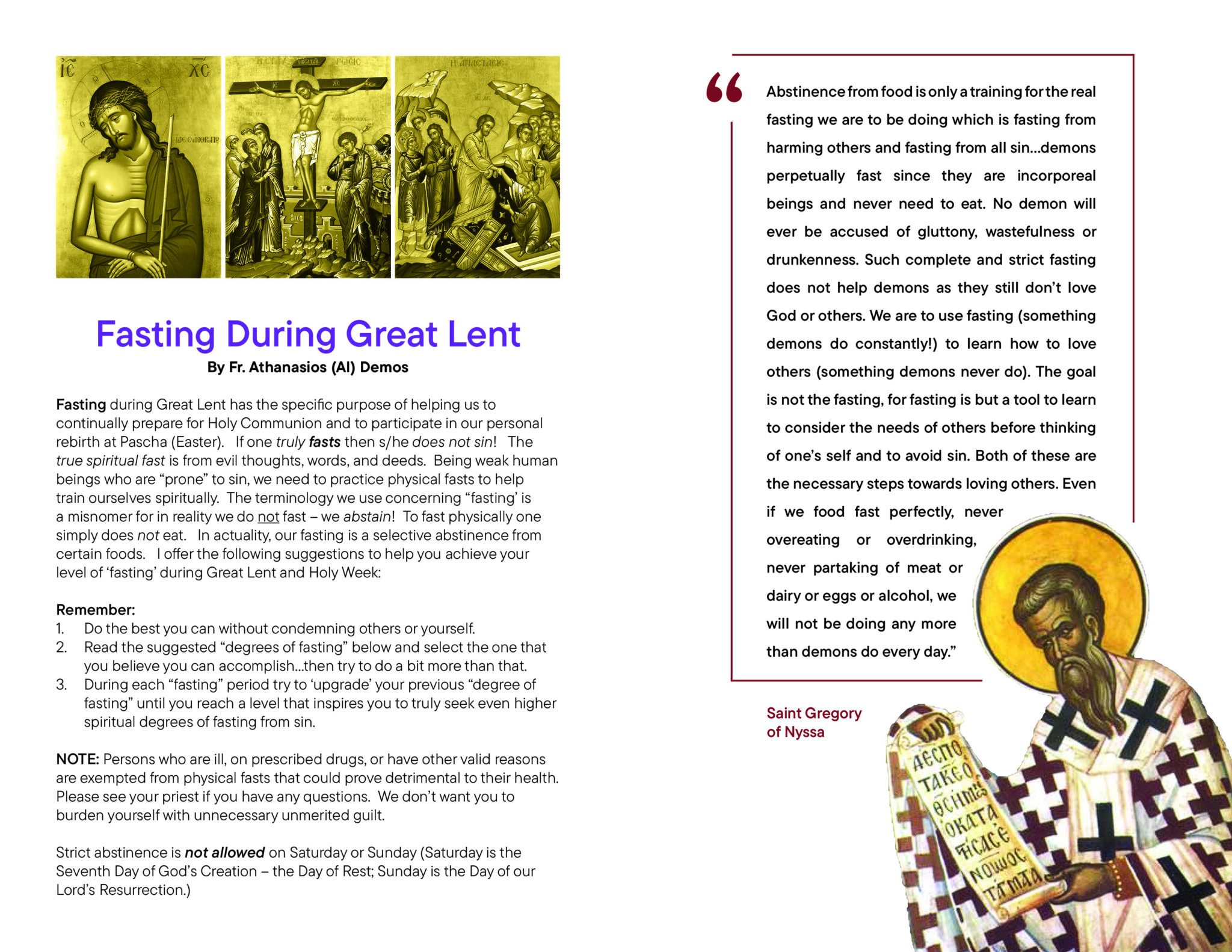 2025 Great Lent Schedule & Fasting Guidelines - Dormition of the Virgin ...
